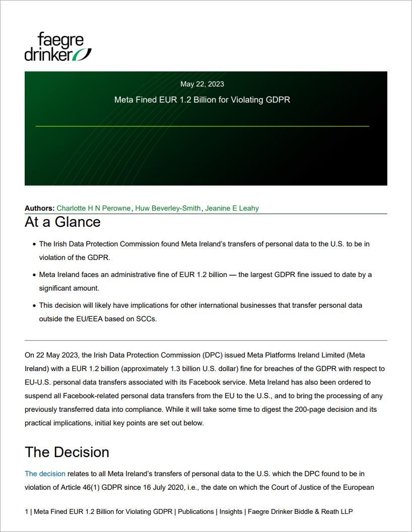 Meta Fined EUR 1.2 Billion for Violating GDPR - Soulier Avocats ... Meta Fined EUR 1.2 Billion for Violating GDPR - Soulier Avocats ...